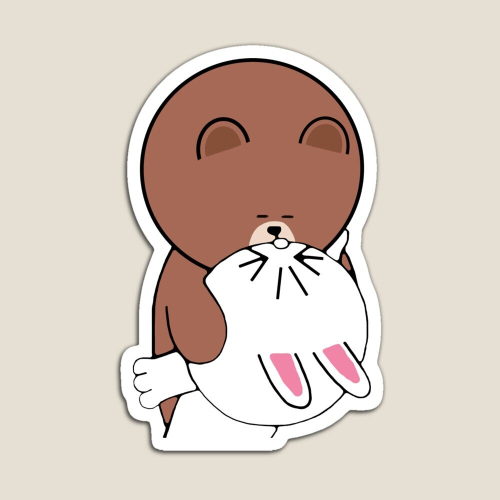 Fridge Magnets Cute brown bear cony bunny rabbit the kiss Acrylic Meme ...