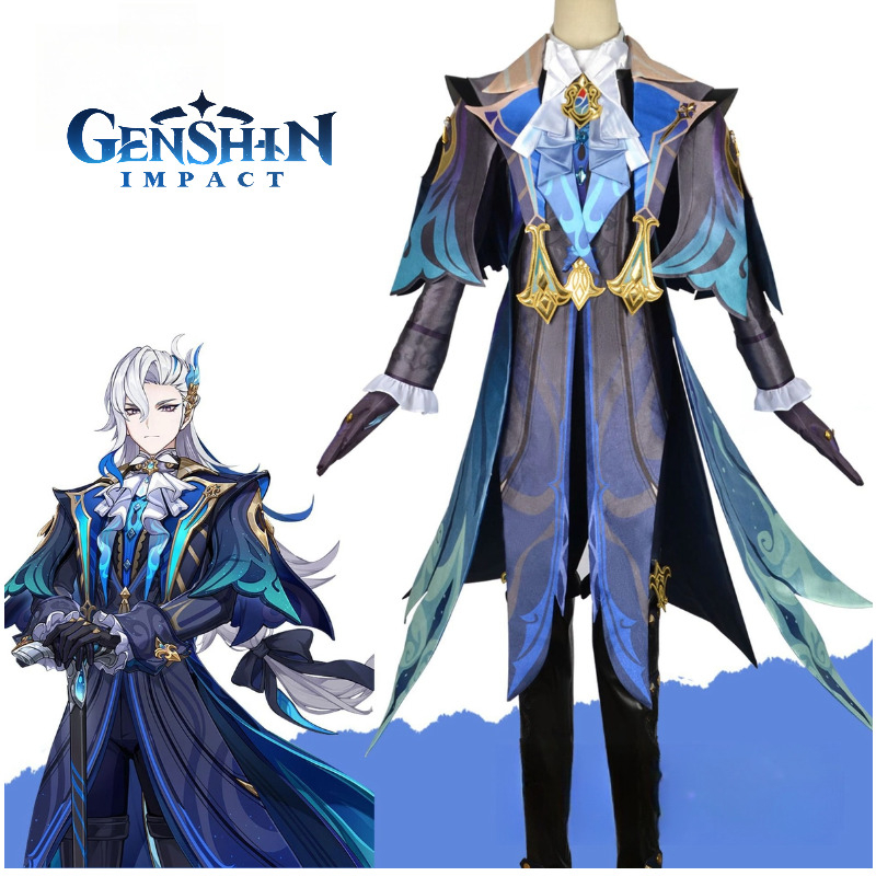 Genshin Impact Neuvillette Cosplay Costume Fontaine Anime Party Outfit ...