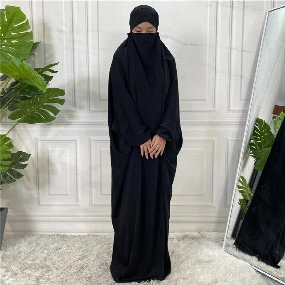 Muslim Jilbab One-piece Prayer Dress Hooded Abaya Islam Clothing Women ...