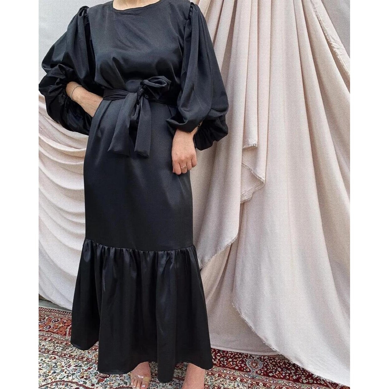 Ramadan Eid Dubai Abaya Turkey Muslim Women Silk Smooth Hijab Dress Musulmane Kaftan Robe ...