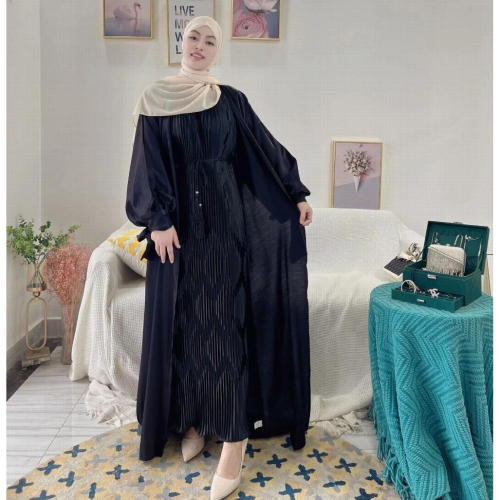 Summer Open Abaya Kimono Dubai Saudi Puff Sleeve Muslim Hijab Dress Abayas for Women Evening ...