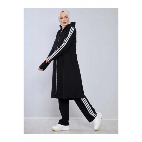 Season Modern Womens Front Zipper Hijab Tracksuit Set Abaya Muslim ...
