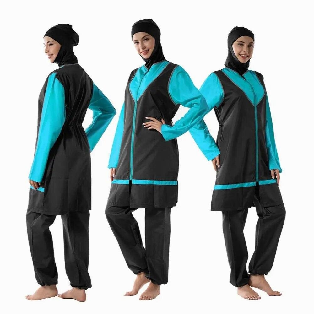 Muslim Women Swimsuit Hijab Swimwear 3pcs Burkini Islamic Bathing Suit