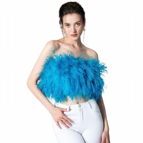 Summer Sexy Furry Top Woman Ostrich Feather Vest Fur Coat Female ...