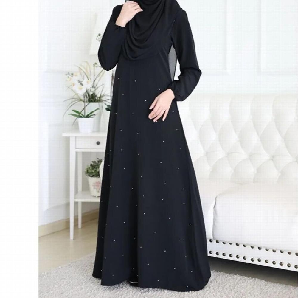 Eid Mubarak Muslim Hijab Dress Turkey Ramadan Abaya Dubai Beading Abayas for Women Arabic Islam ...