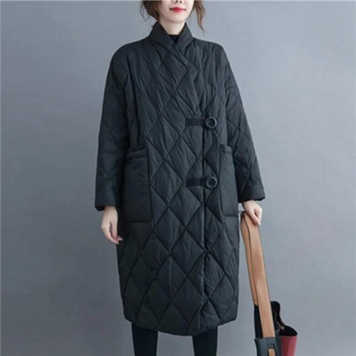 Autumn Winter Women Long Jacket Plus Size Quilted Warm Lady Lightweight ...