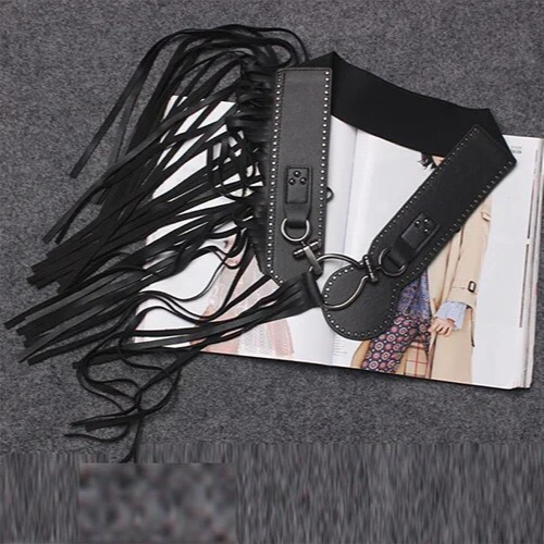 Yalabovso PU Materials Elastic Wide Waist Hip Hop Styles Belt For Woman With Tassel And Metal on ...