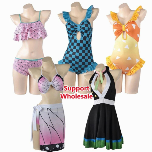 Support Demon Slayer / Kimetsu no Yaiba Swimsuit Kamado Nezuko Kochou Shinobu Women Swimwear ...