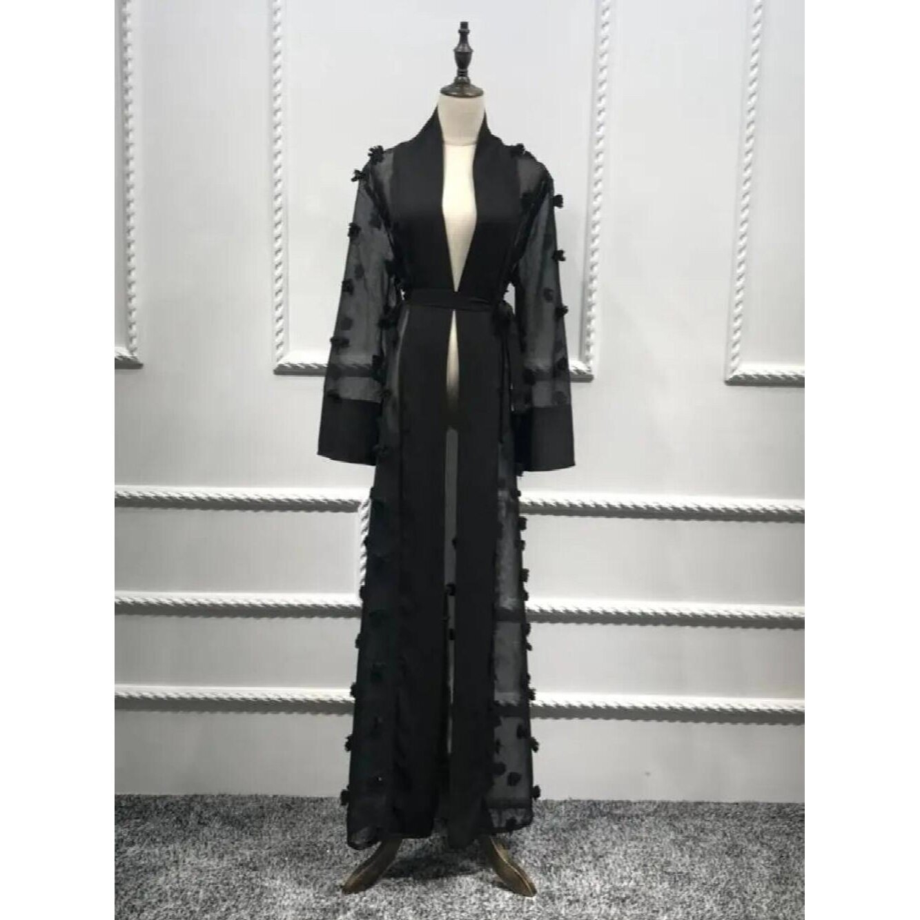 3D Floral flowers Robes Musulmane Appliques Muslim Abaya Dress Robes ...