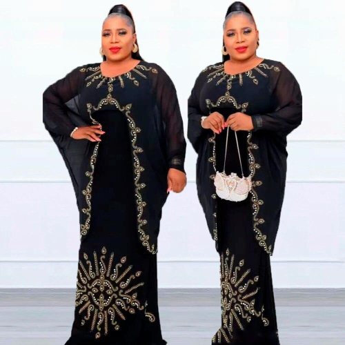 Summer African Dresses For Women Traditional 2 Piece Set Chiffon ...