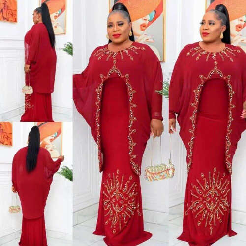 Summer African Dresses For Women Traditional 2 Piece Set Chiffon ...