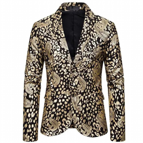 men suit jacket Paisley Mix Bronzing Stage Costume Style Mens Blazer Mens suit big cashew gilt ...
