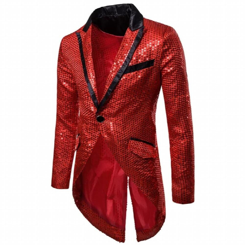 Men Sequins Magic Show Costume Tailcoat Jacket Tuxedo Suit Blazer Men ...