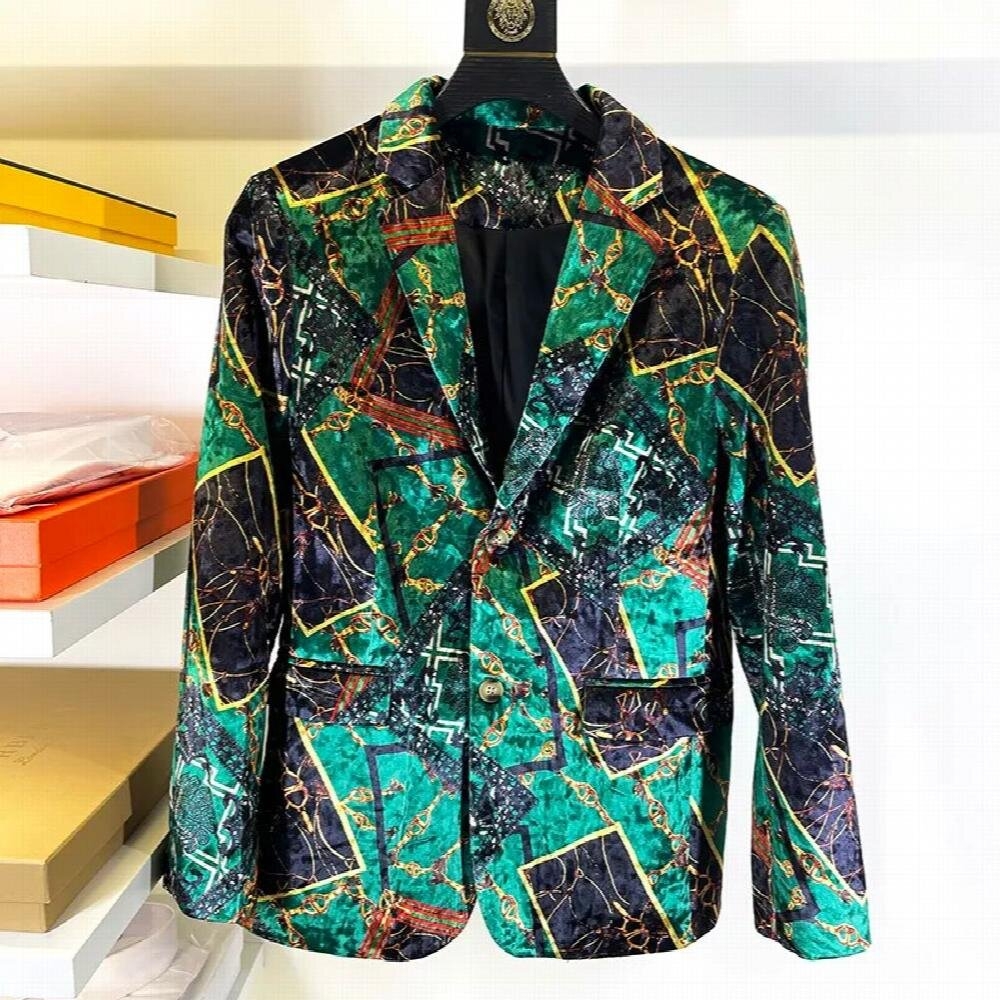 Velvet Men Blazer Retro Blazers Party Para Hombre Impressionism Print ...