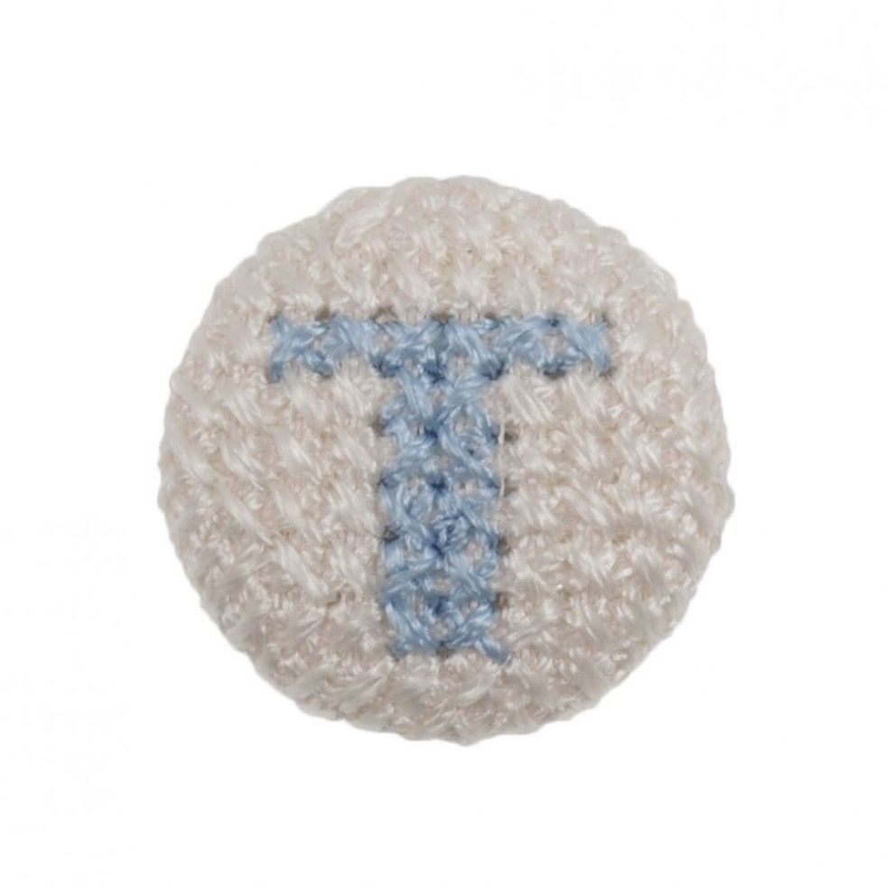 Cross Stitch Alphabet Buttons Light Blue on Ivory Letter T - each on OnBuy