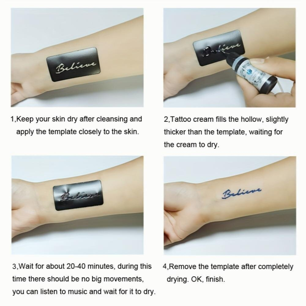 2 Sheets A4 Hollow Tattoo Stencil 1 Bottle Tattoo Dye Paste Personality ...