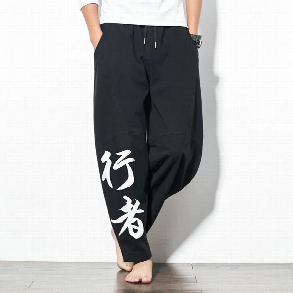 Kimono Pants Japanese Male Casual Loose Embroidery Samurai Trouser Japan Men Yukata Harajuku ...