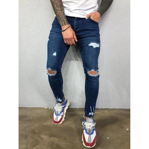 Mens Sexy Hole Jeans Pants Casual Summer Autumn Male Ripped Skinny ...