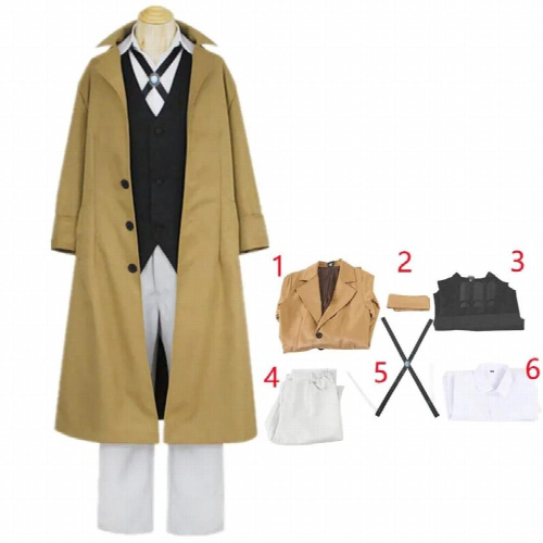 Anime Bungo Stray Dogs Dazai Osamu Cosplay Costume Long Jacket Coat ...
