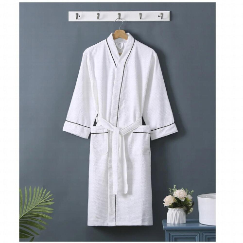 Unisex Women Men Kimono Waffle Bathing Robe Couple Hotel Shower Towel Bath Robe 100% Cotton ...