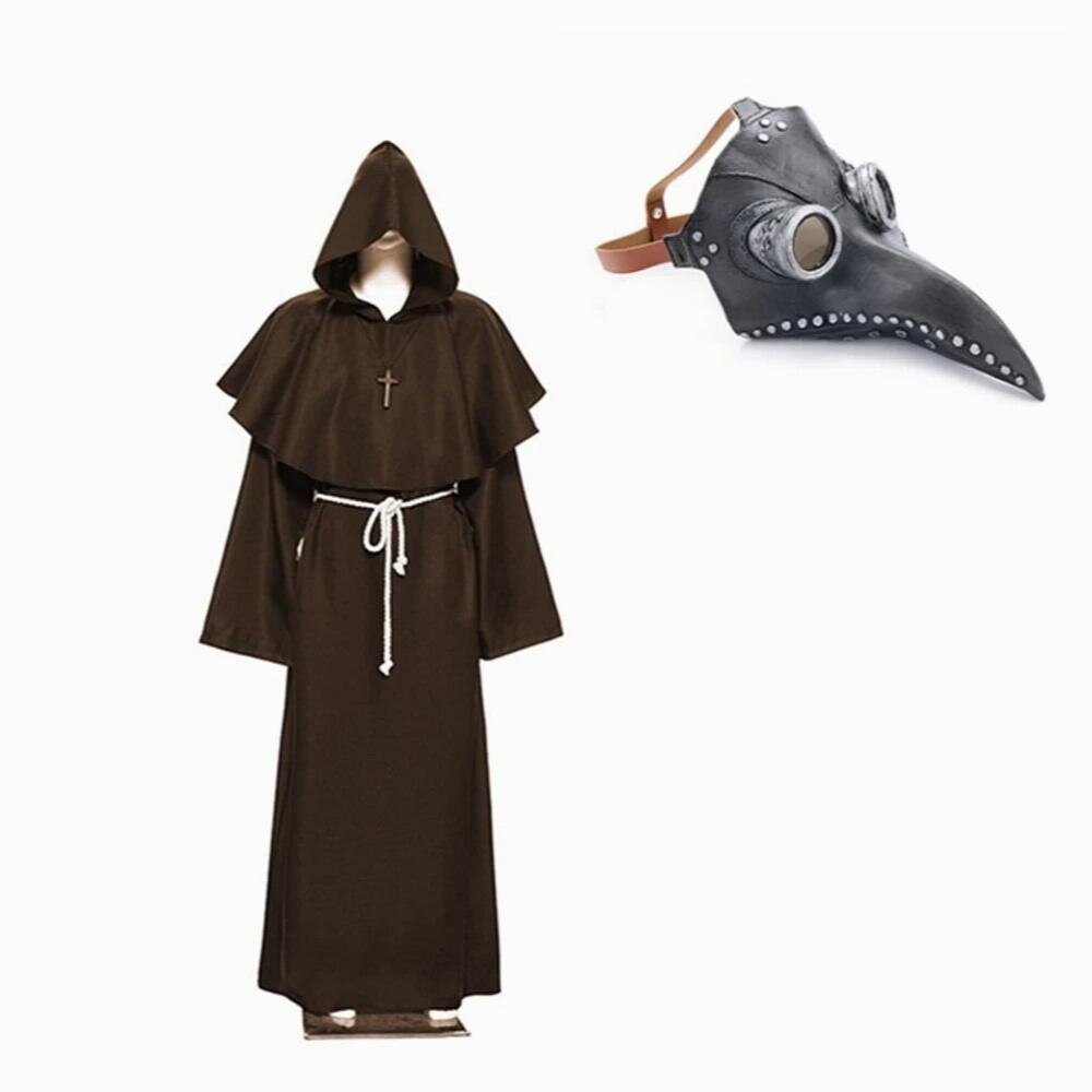 Medieval Steampunk Plague Doctor Bird Mask Costume Halloween Monk ...