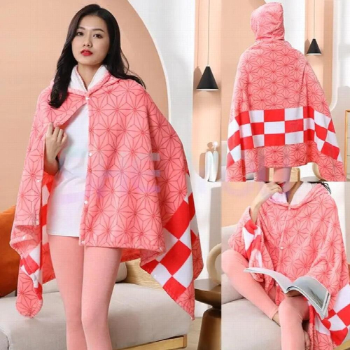 Anime Demon Slayer Blanket Flannel Cloak Nezuko Shinobu Kimetsu No ...