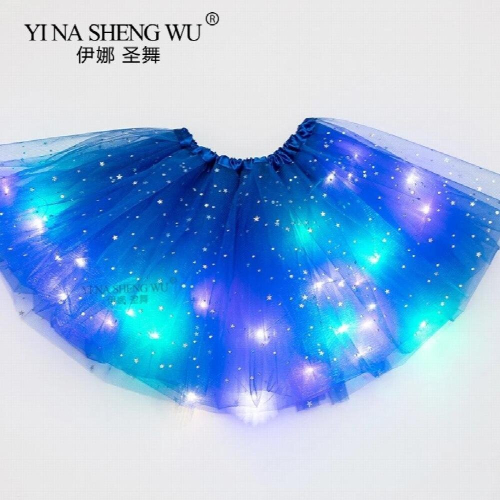 LED Glowing Light Kids Girls Princess Tutu Skirts Children Tulle ...