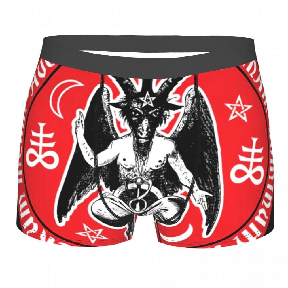 Baphomet Satanic Crosses With Hail Satan Underpants Breathbale Panties Male Underwear Print ...