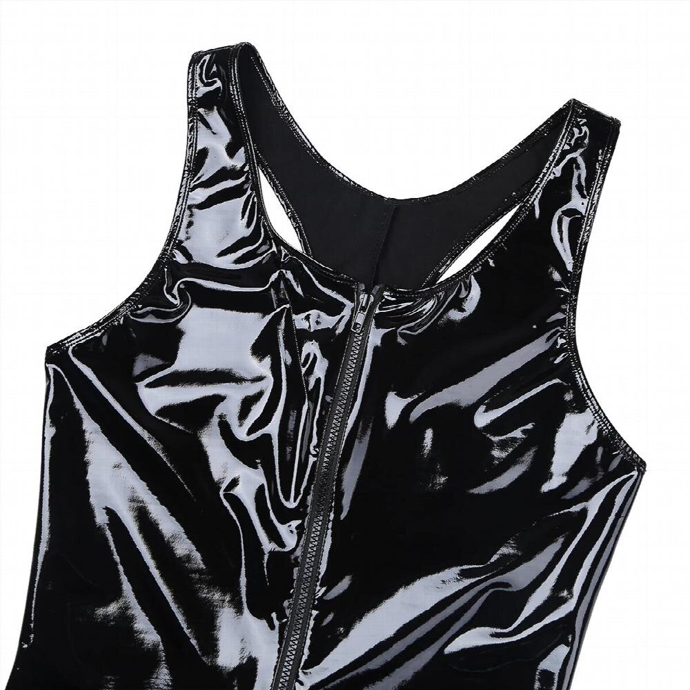 Mens Lingerie Latex Teddies Catsuit Gay Patent Leather Sexy Bodysuit ...