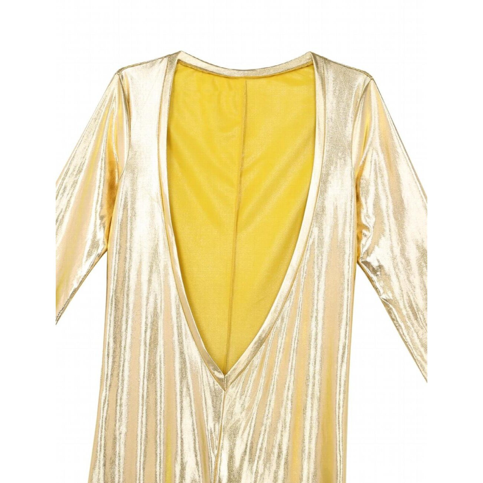 Mens Metallic Deep V Neck Open Chest Long Sleeves Bell Bottom Flare ...