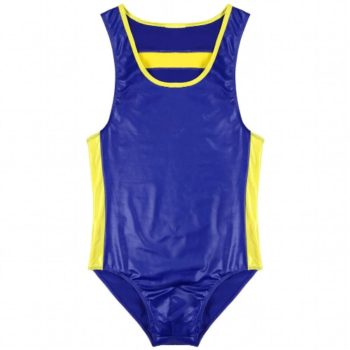 Mens Lingerie Teddies Bodysuit Sleeveless Bodysuit Stretchy Leather ...