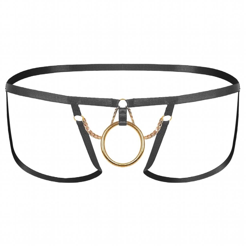 Mens Hollow Out Briefs O Ring Metal Chain Thong Low Rise Open Butt T ...