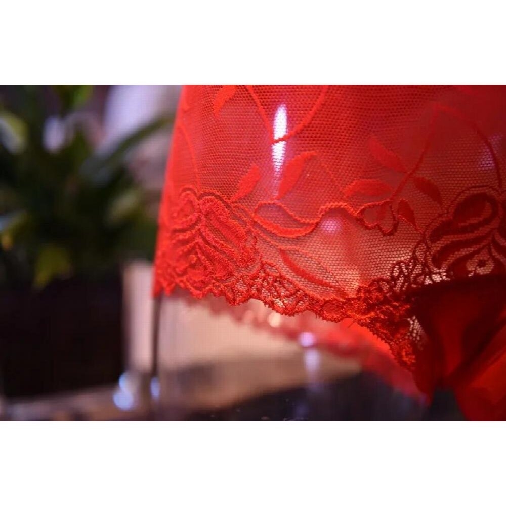 Lace Sexy Men G-string U Convex Pouch G-string Sheer See Through Low ...