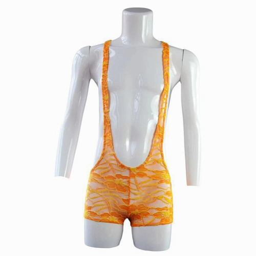 Mens Bodysuit Sexy Backless Lace See Through Jockstrap Sissy ...