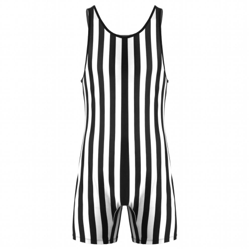 Mens Striped Wrestling Singlet Bodysuit Weight Lifting Stretchy Workout ...