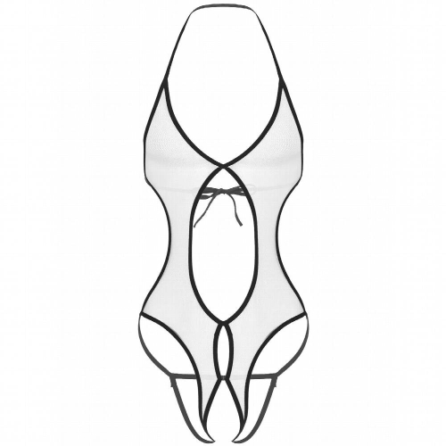 Mens Lingerie See-through Bodysuit Nightwear Crotchless Mesh Halter Neck Lace-up Erotic Teddies ...