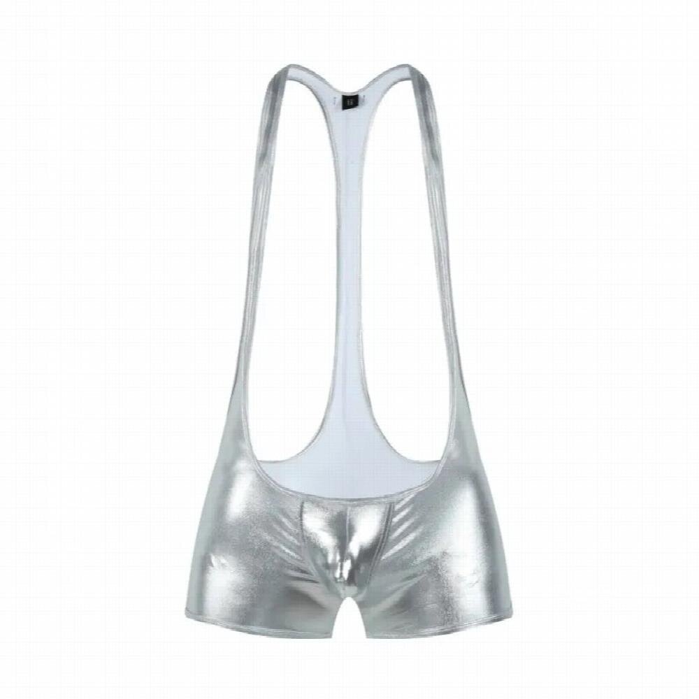 Mens Sexy Bodysuit Pu Faux Leather Underwear Exotic Lingerie Bulge