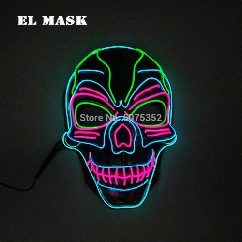 LED Mask Halloween Party Cosplay Props Neon LED Light up Mask Purge ...