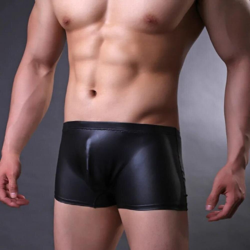 Sexy Men Pu Faux Leather Underwear Boxers Men U Convex Pouch Boxer