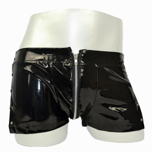 Men Sexy PU Leather Boxer Brief Lace-Up Bandge Boxer Trunks Nightclub ...