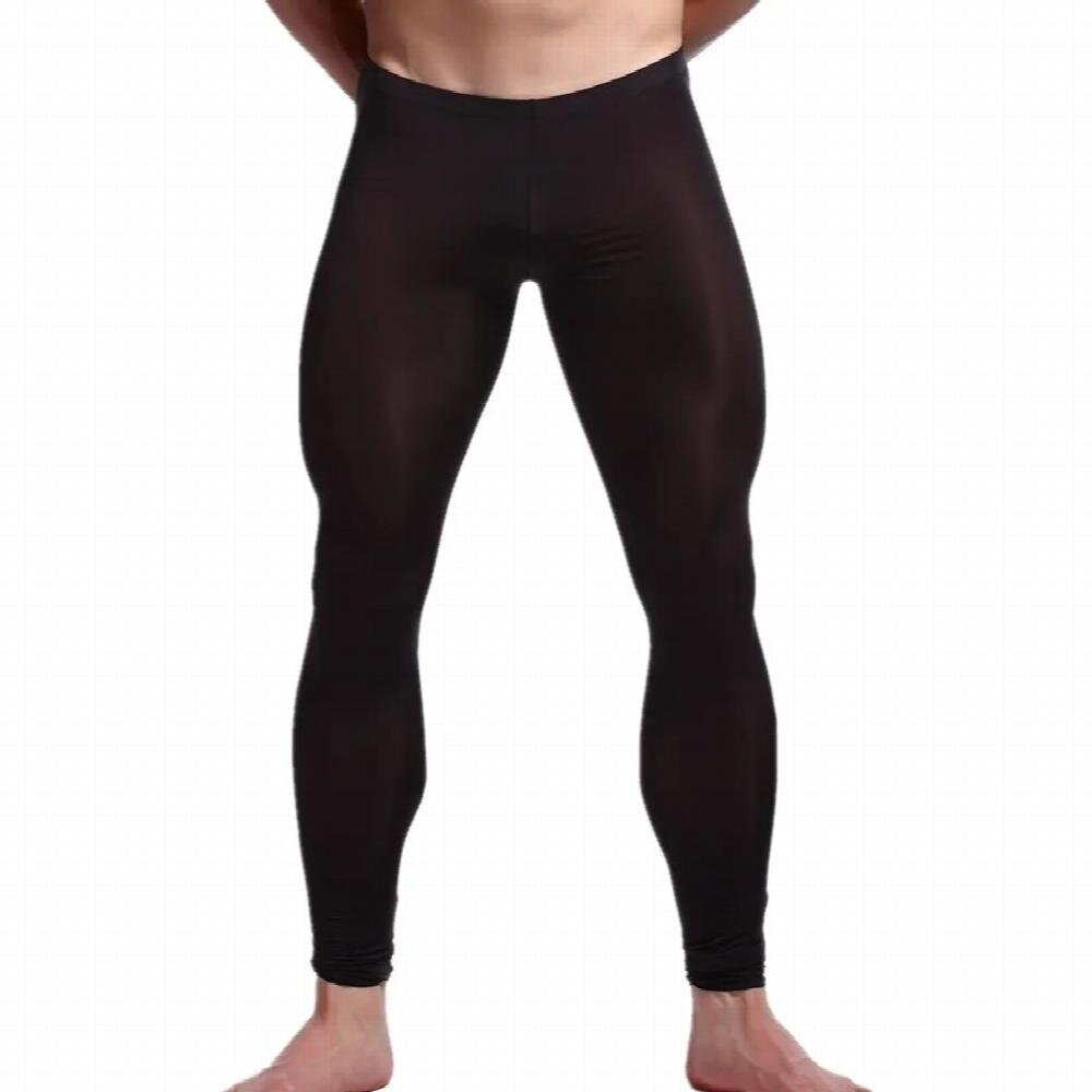 Sexy Mens Sleep Bottoms Ice Silk Ultra-thin Transparent Thermal Pants ...
