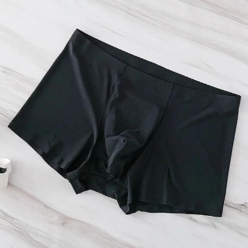 Men Boxers Seamless Silk Antibacterial Boxers Underwear Spandex Plus size Sexy Male Mens ...