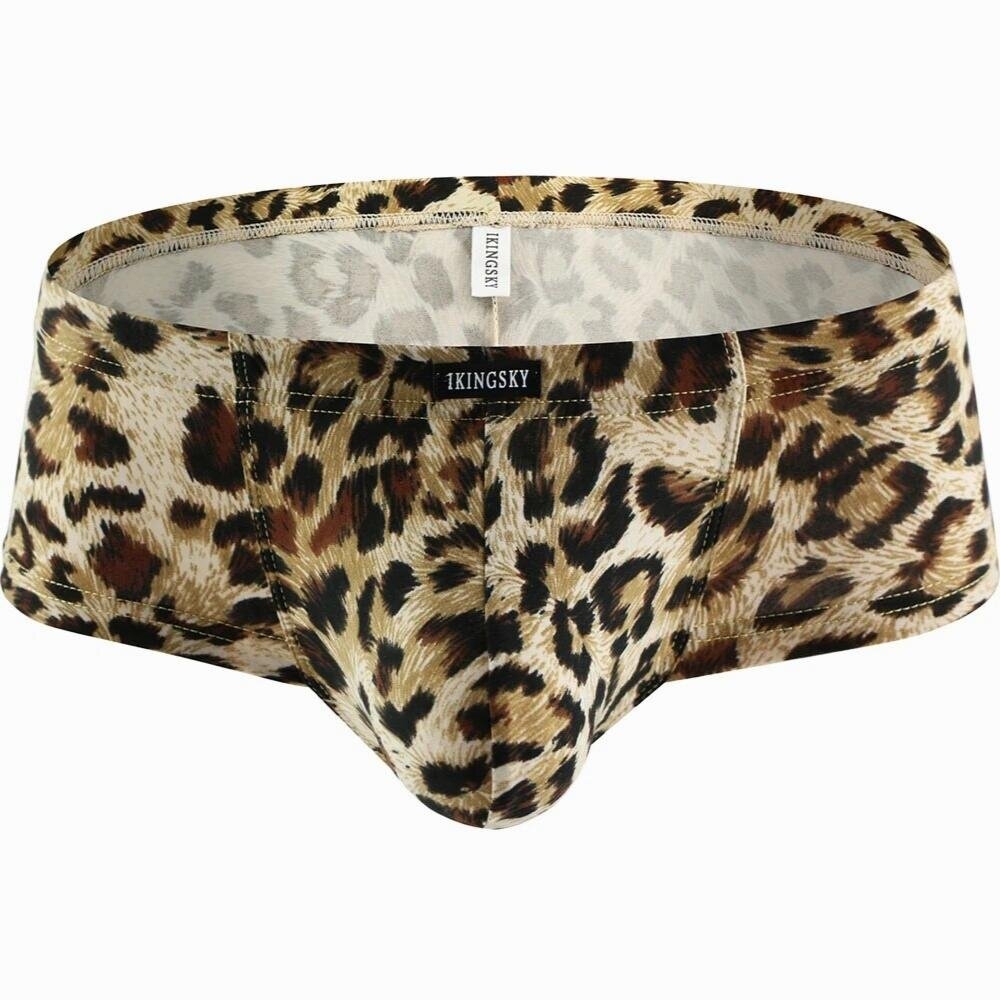 iKingsky Mens Leopard Cheeky Boxer Sexy Mini Cheek Underwear Low Rise ...