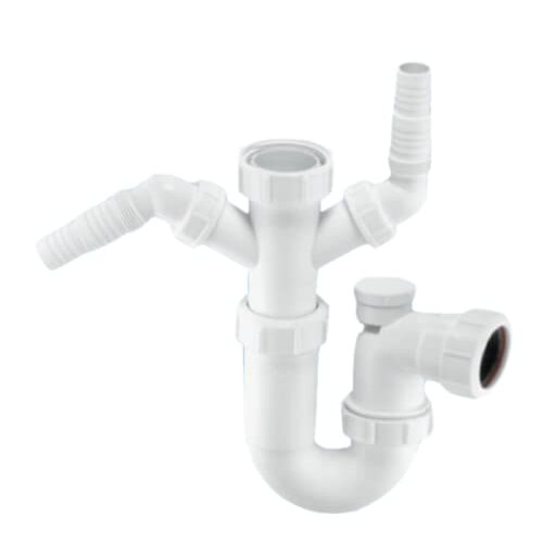 WM11V Adjustable Kitchen Sink Twin Appliance Waste Trap with Anti ...