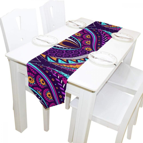 Rectangle Cloth Table Runner Stylized Peacock Feathers Table Cover ...