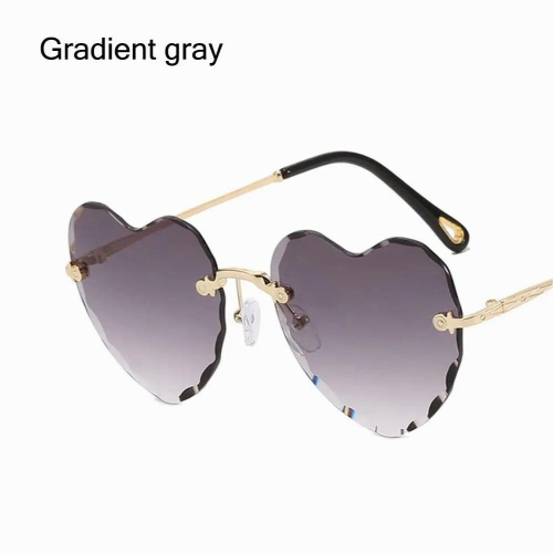 Heart Shaped Rimless Sunglasses Thin Metal Frame Sunglasses Gradient