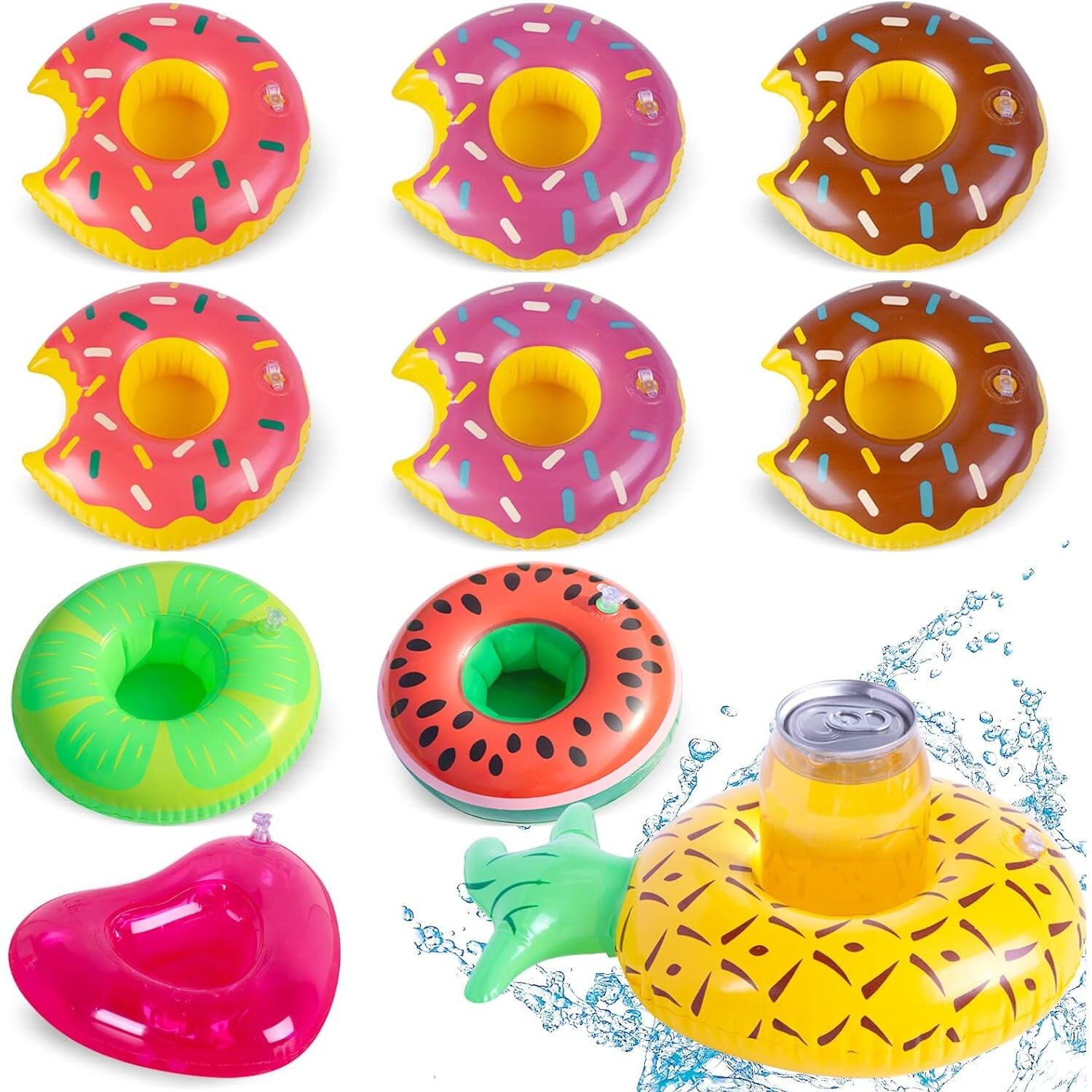 Inflatable Drink Holders,10 Packs Floats Cup Holders Floating Drink ...