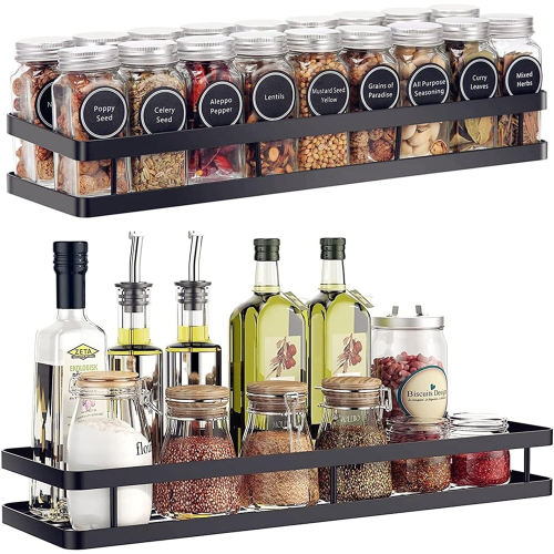 Kitchen Spice Rack, 2 Pack Wall Mounted Spice Rack, Space Saving Spice ...