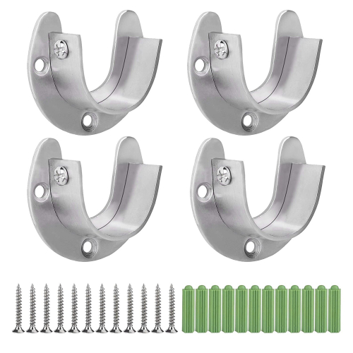4 Pcs Stainless Steel Hanging Rod Bracket U Shaped Curtain Rod Bracket ...