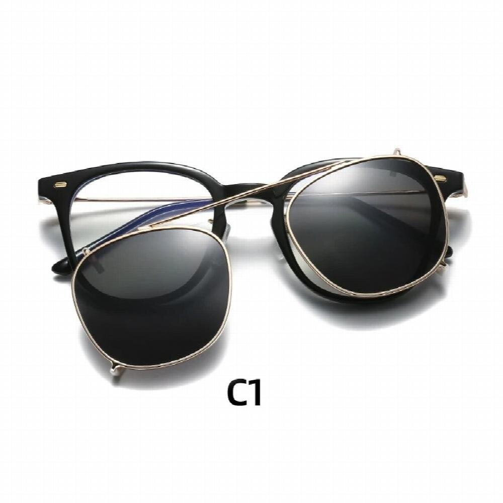 Retro Clip On Sun Glasses Woman Round Steampunk Polarized Sunglasses ...